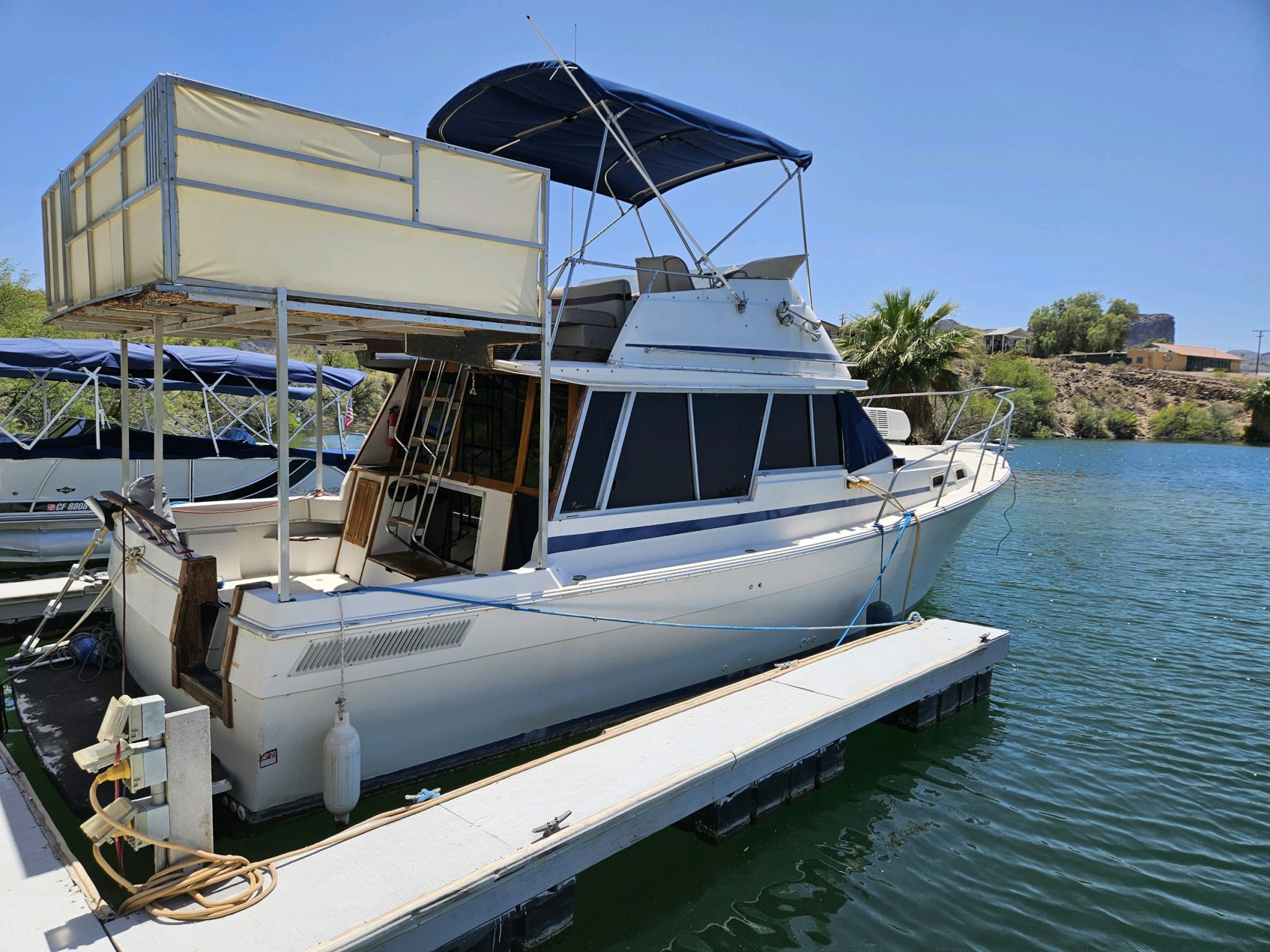 1985 Bayliner 34’ Yacht with Shore power Slip – Str8Up Toy Trader